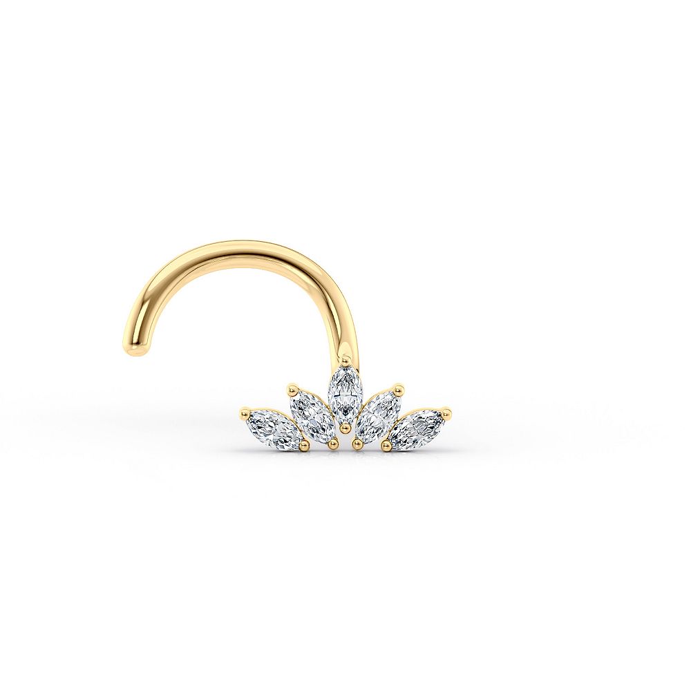 Lila Moon 14k Gold Cubic Zirconia Curved Fan Nose Stud