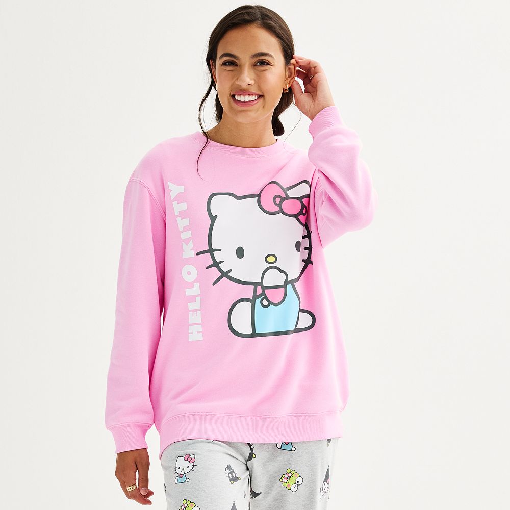 Juniors' Hello Kitty Long Sleeve Graphic Pullover