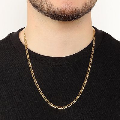 Men's LYNX 14k Gold Over Silver 4.4mm Flat Figaro Chain Necklace Men's LYNX 14k Gold Over Silver 4.4mm Flat Figaro Chain Necklace