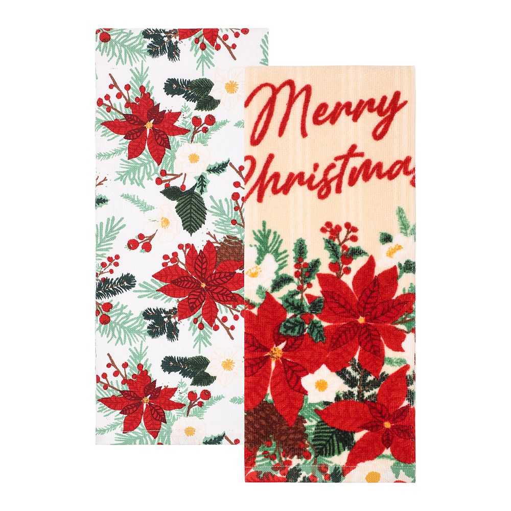 St. Nicholas Square® 2-Pack Christmas Poinsettia Kitchen Towel Set