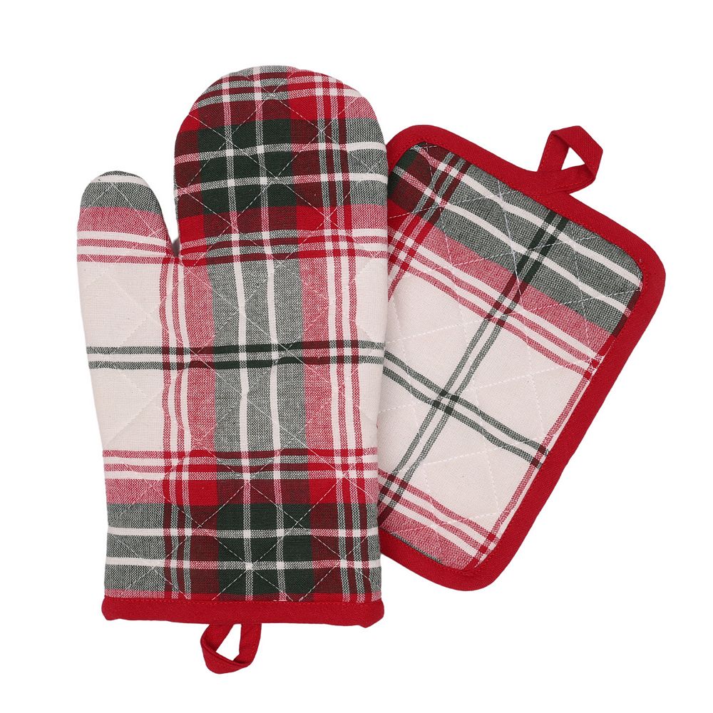 St. Nicholas Square® Holiday Plaid Oven Mitt & Pot Mitt Set
