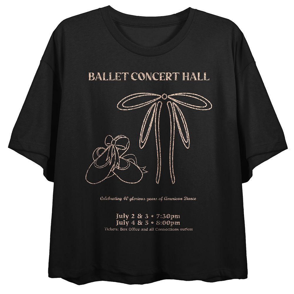 Juniors' Faded Ballet Concert Hall Poster Boxy Crop Crewneck Graphic Tee