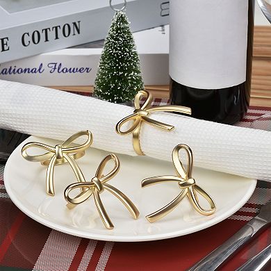 St. Nicholas Square 4-Piece Metal Bow Napkin Rings Set