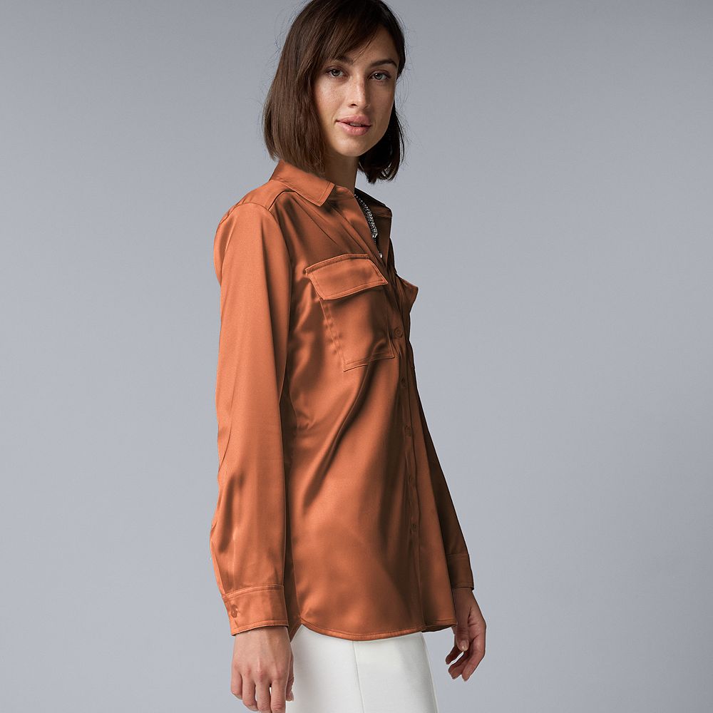 Petite Simply Vera Vera Wang Satin Utility Shirt