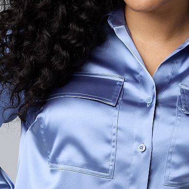 Plus Size Simply Vera Vera Wang Satin Utility Shirt