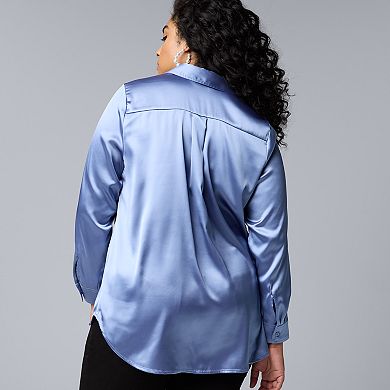 Plus Size Simply Vera Vera Wang Satin Utility Shirt