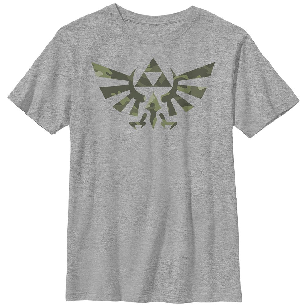 Boys Husky Nintendo Zelda Classic Camo Hyrule Crest Triforce Graphic Tee