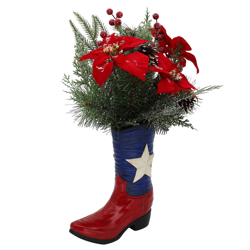 St. Nicholas Square® Artificial Poinsettia Botanical Boot Table Decor