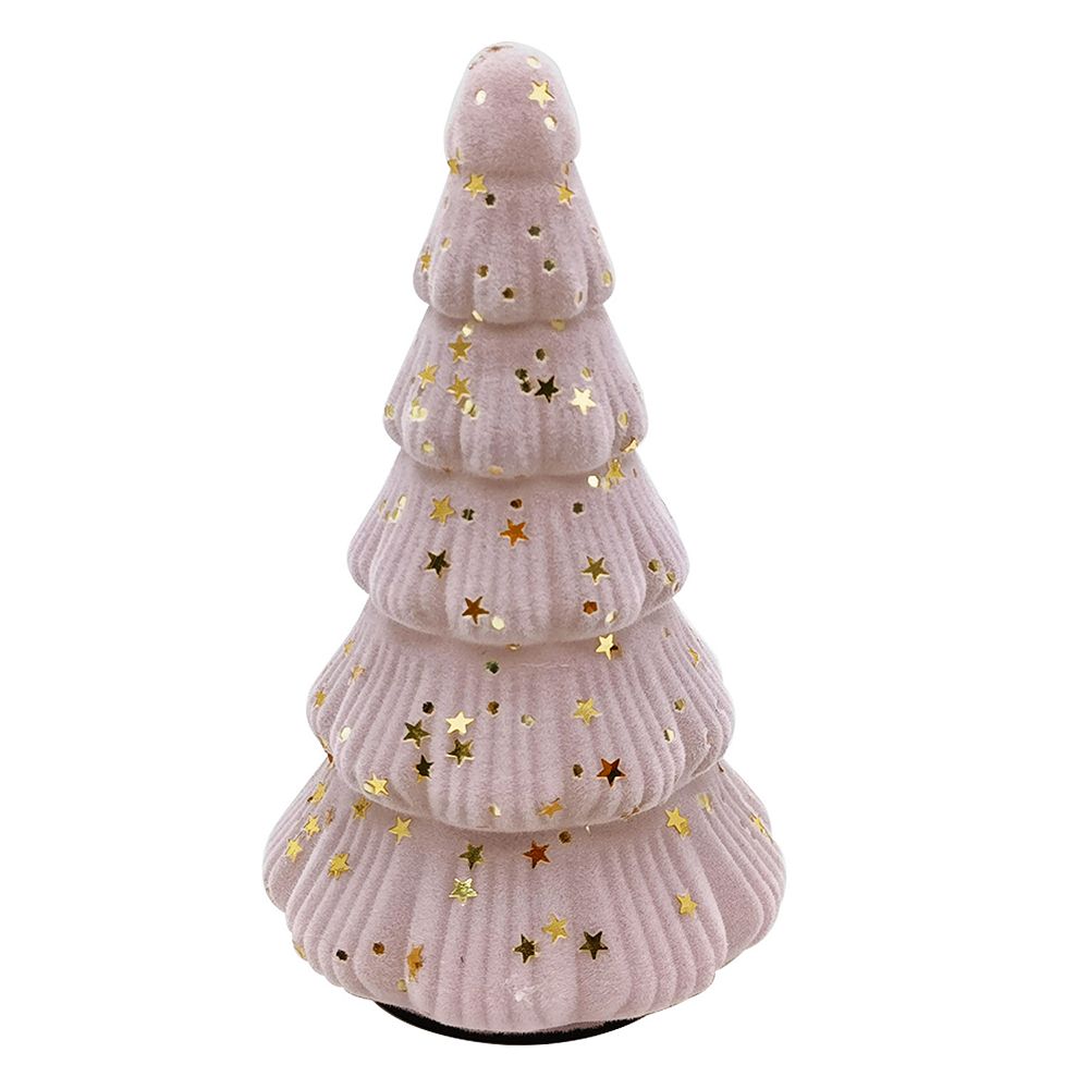St. Nicholas Square® St. Nicholas Square Pink Gold Star Flocked Tree ...