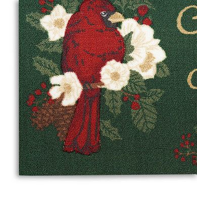 St. Nicholas Square® 19.5" x 30" Green Seasons Greetings Holiday Accent Rug