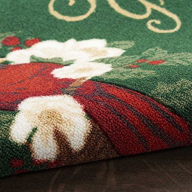 St. Nicholas Square® 19.5" x 30" Green Seasons Greetings Holiday Accent Rug