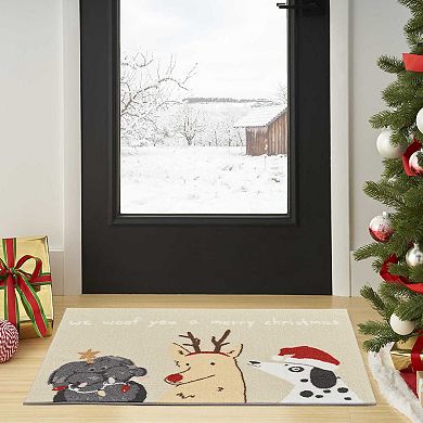 St. Nicholas Square® We Woof You A Merry Christmas Holiday Accent Throw Rug