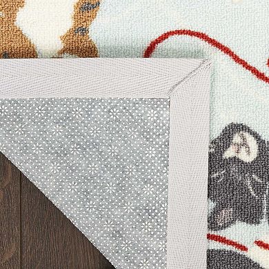 St. Nicholas Square® 19.5" x 30" Blue Cat Mittens Holiday Accent Rug