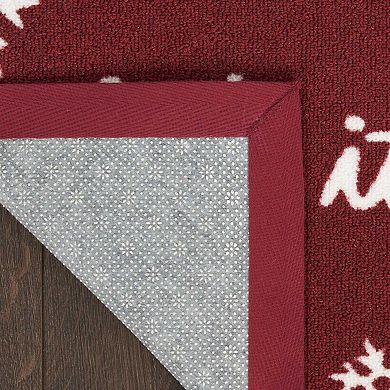 St. Nicholas Square® 19.5" x 30" Red Let It Snow Holiday Accent Rug