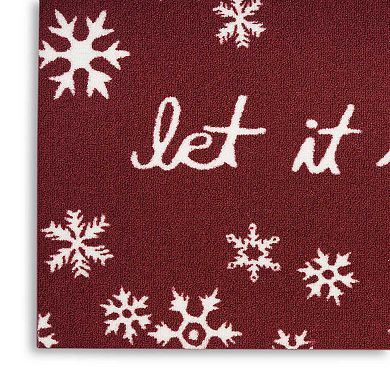 St. Nicholas Square® 19.5" x 30" Red Let It Snow Holiday Accent Rug