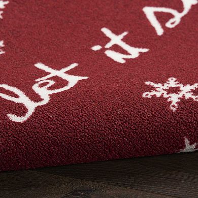 St. Nicholas Square® 19.5" x 30" Red Let It Snow Holiday Accent Rug