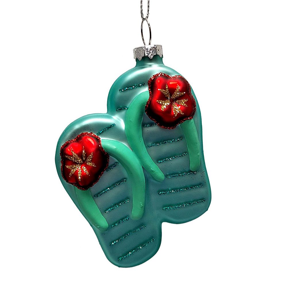 St. Nicholas Square® Glass Blue Flip Flop Christmas Ornament