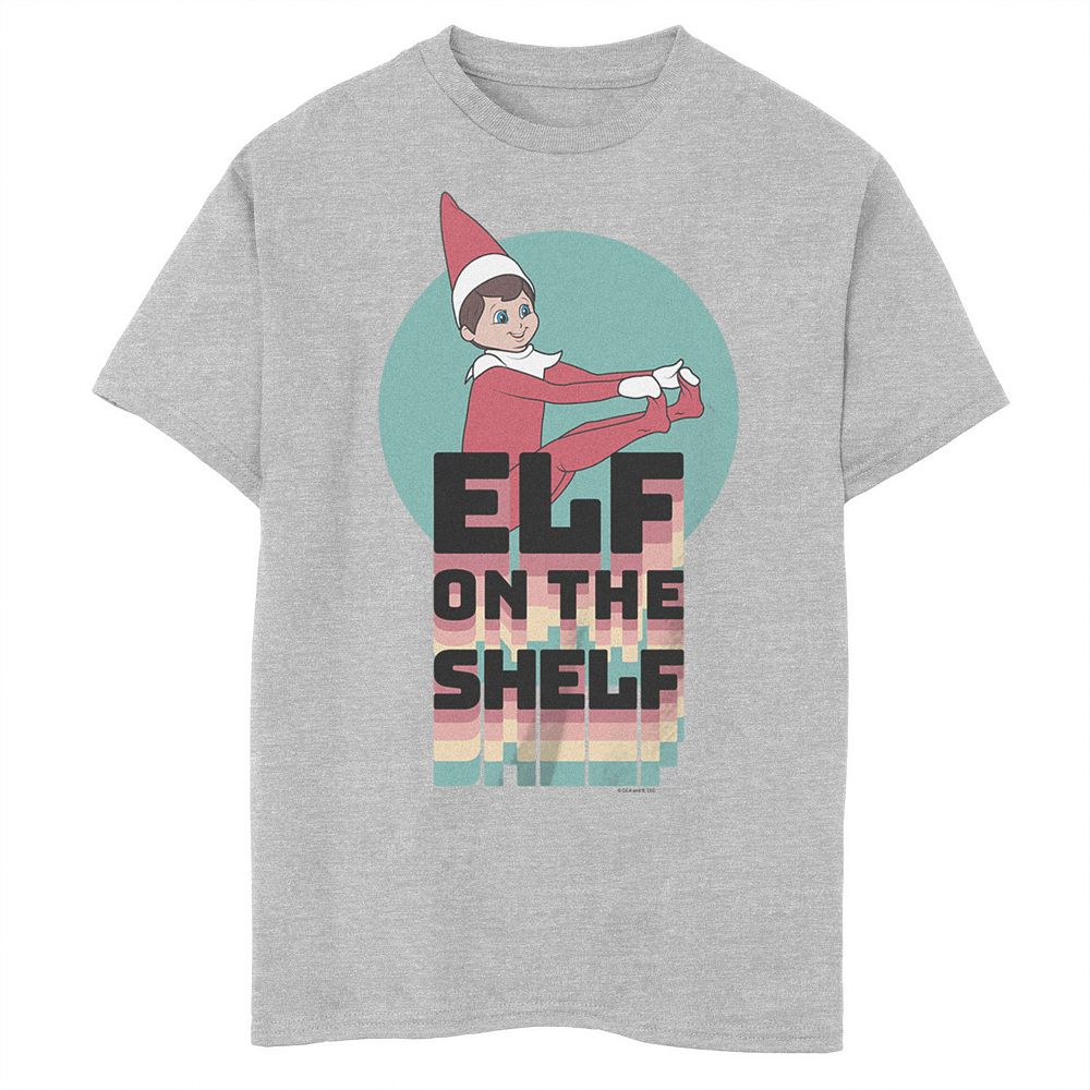 Boys Elf On The Shelf Drop Shadow Text Husky Graphic Tee