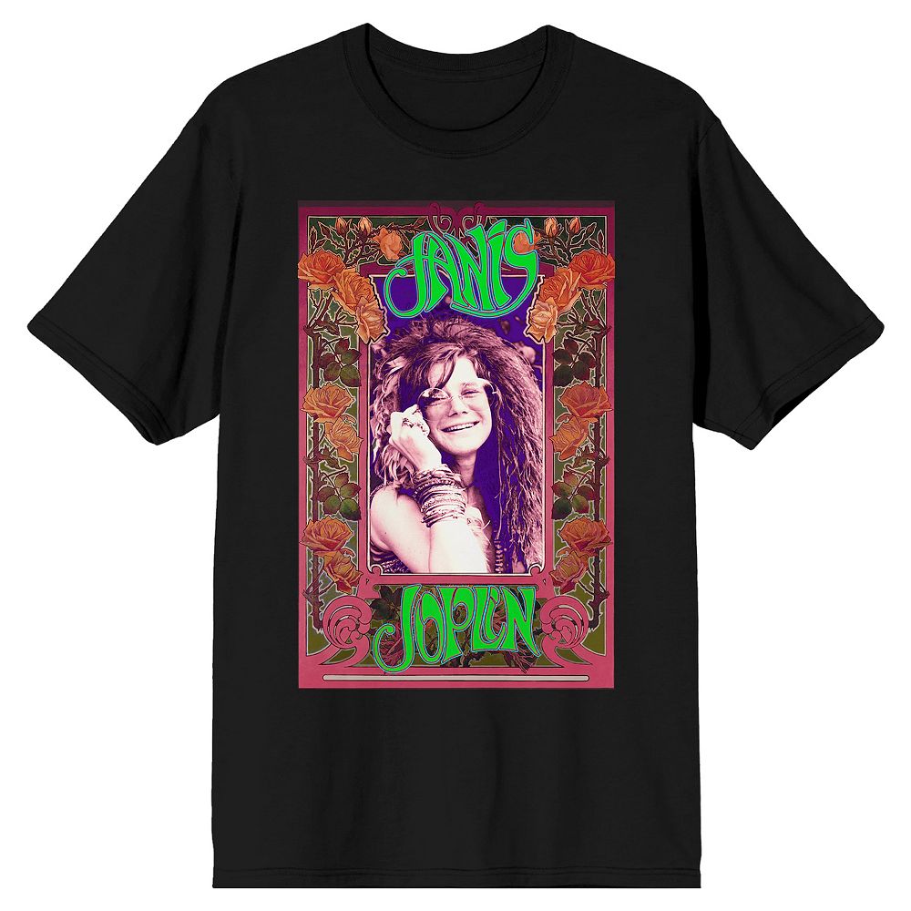 Men's Janis Joplin Rose Border Graphic Tee