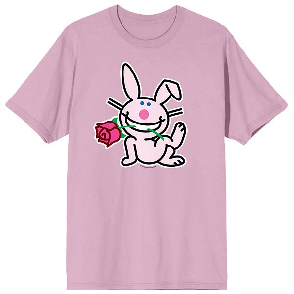 Men's Its Happy Bunny Pink Bunny Short Sleeve Graphic Tee