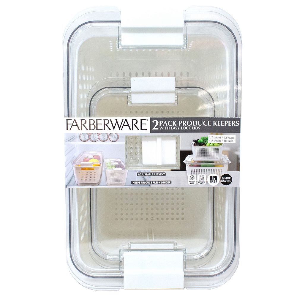 Farberware® Set of 2 Fresh Produce Keepers with Vented Lids