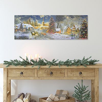 Led Holiday Village Lighted Canvas Picture Wall Epic Art 'Christmas