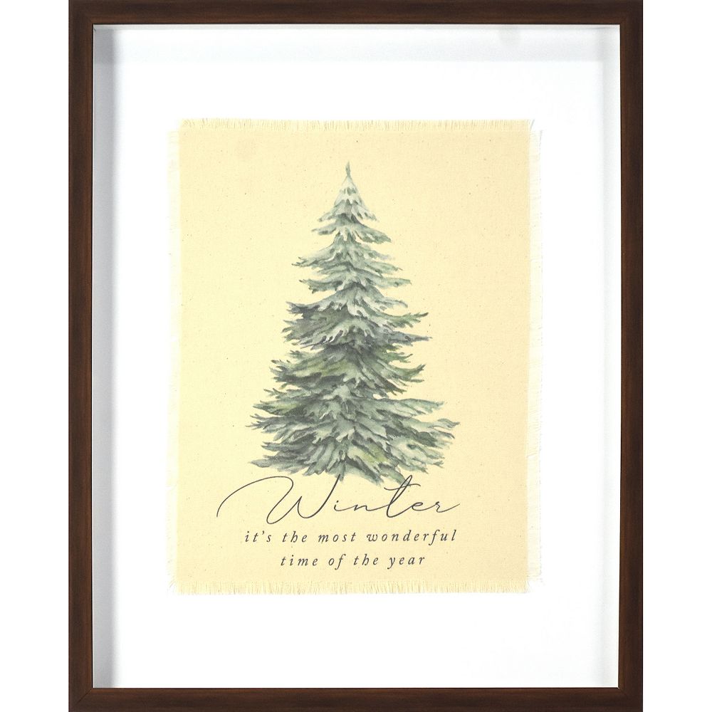 Winter Evergreen Tree Print Framed Wall Art