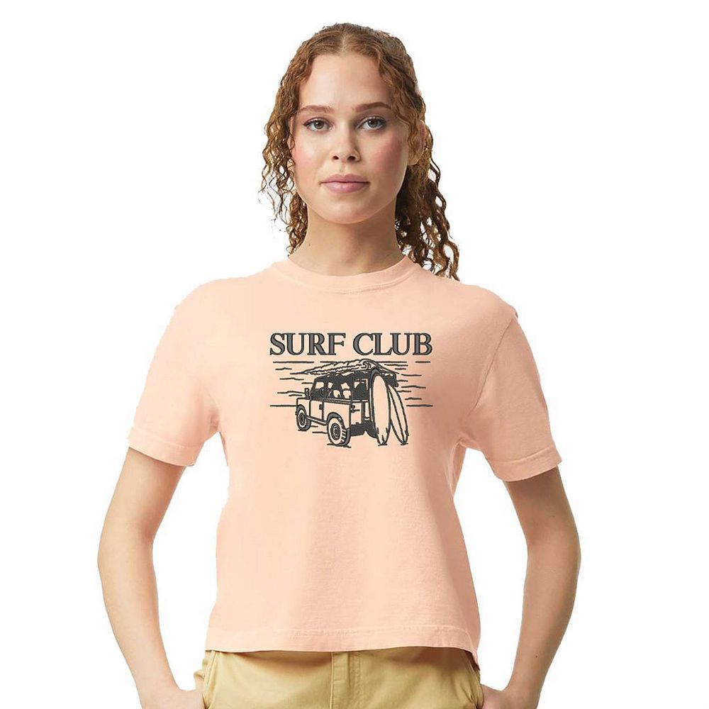Embroidered Surf Club Jeep Relaxed Fit Cropped Tee