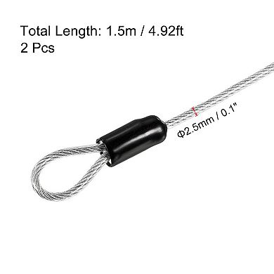 2.5mmx1.5m Coated Security Steel Cable Luggage Lock Wire Rope Double ...