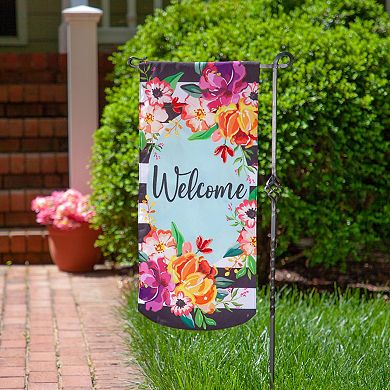 Evergreen Enterprises Floral Framed Welcome Garden Banner Flag
