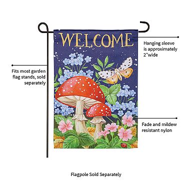 Evergreen Enterprises Welcome Mushroom Garden Flag