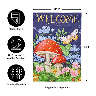 Evergreen Enterprises Welcome Mushroom Garden Flag