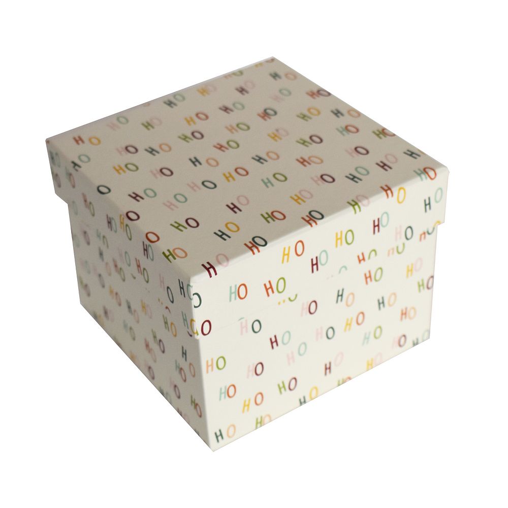 St. Nicholas Square® "Ho Ho Ho" Print Medium Lidded Square Gift Storage Box