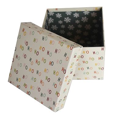 St. Nicholas Square® "Ho Ho Ho" Print Medium Lidded Square Gift Storage Box