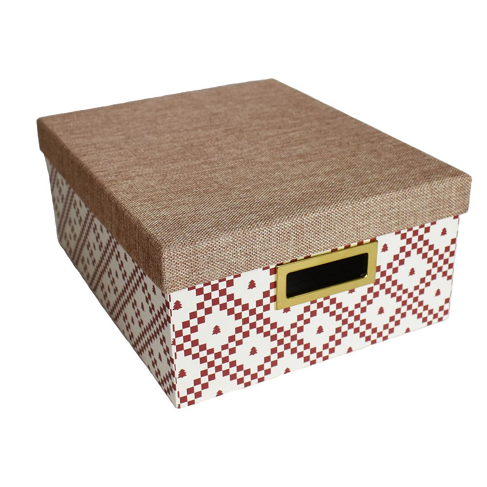 St. Nicholas Square® Patterned Burlap Lid Medium Gift Storage Box