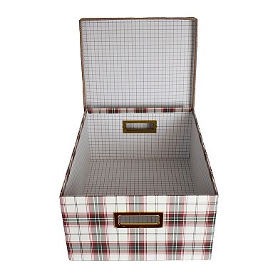 St. Nicholas Square® Plaid Patterned Burlap Lid Large Gift Storage Box