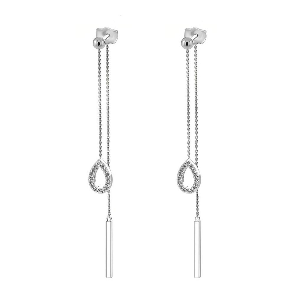 Sterling Silver Diamond Drop Earrings
