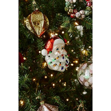St Nicholas Square Glass Santa Christmas Ornament