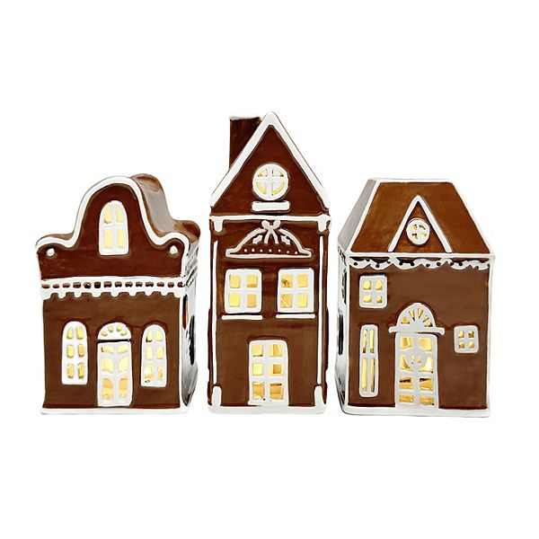St. Nicholas Square® 3-pc. LED Ceramic Gingerbread House Table Decor Set