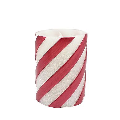 St. Nicholas Square® Small Candy Cane Striped LED Candle