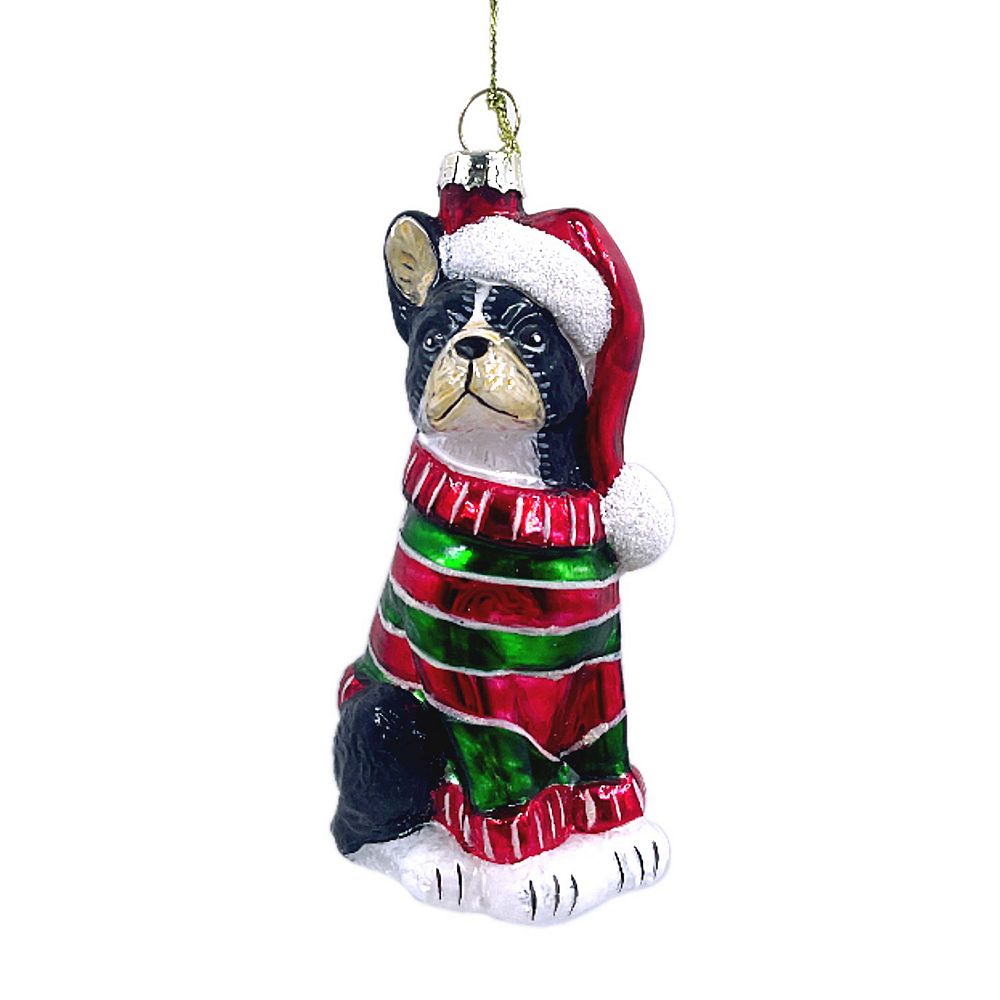 St. Nicholas Square® Glass Festive Frenchie Ornament