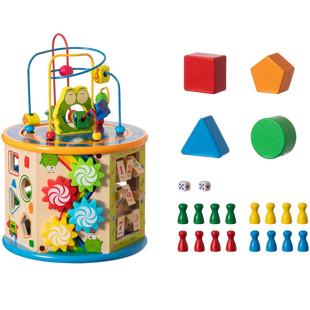 8 in 1 Colorful Attractive Wooden Kids Baby Activity Play Cube, Fun Toy ...