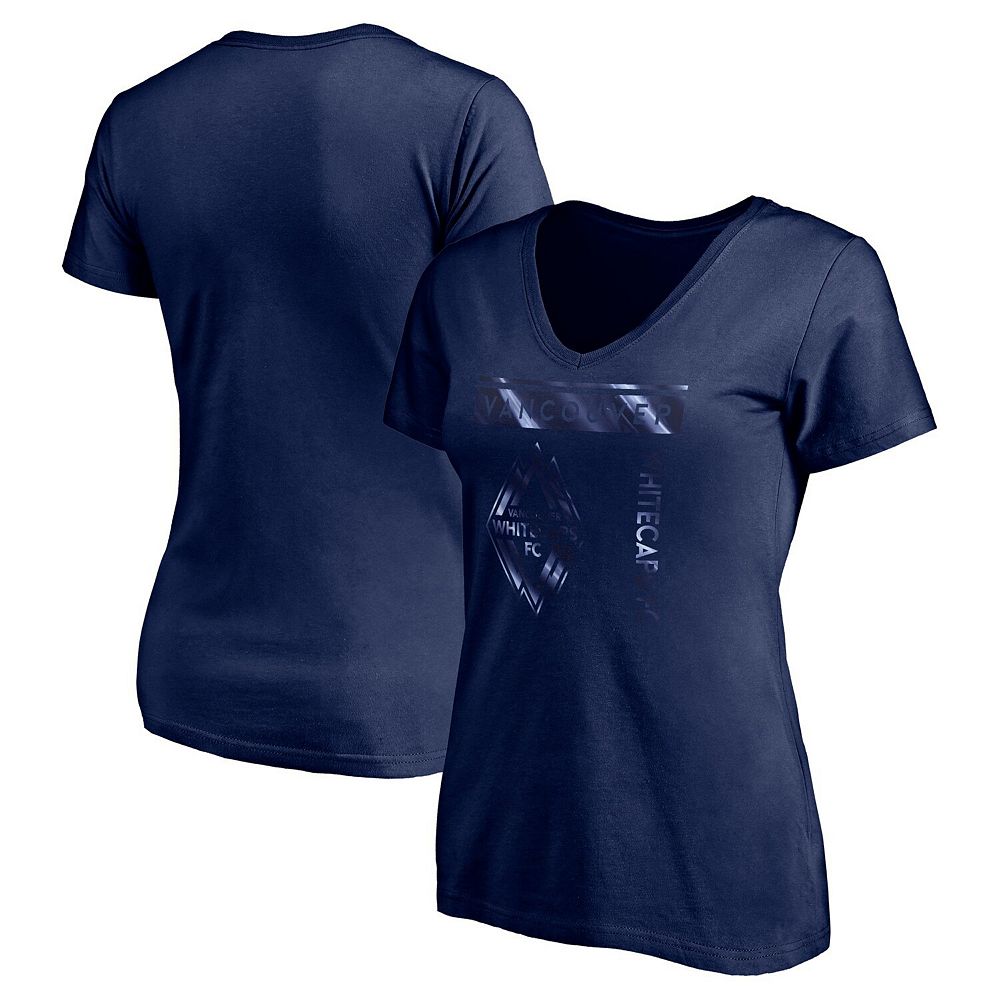 Women's Fanatics Navy Vancouver Whitecaps FC Iconic Square V-Neck T-Shirt Women's Fanatics Navy Vancouver Whitecaps FC Iconic Square V-Neck T-Shirt