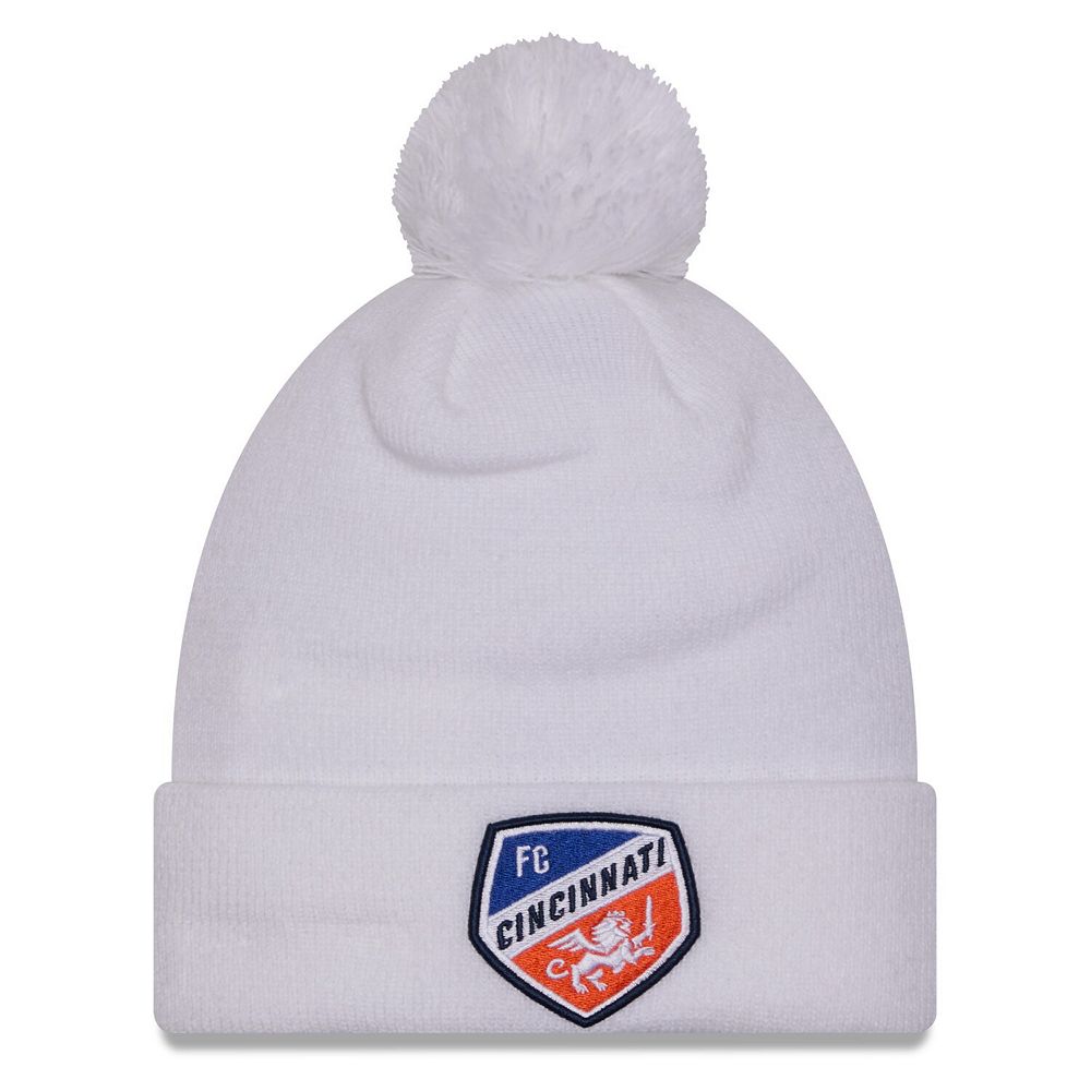 Men's New Era White FC Cincinnati Jersey Hook Cuff Knit Hat with Pom