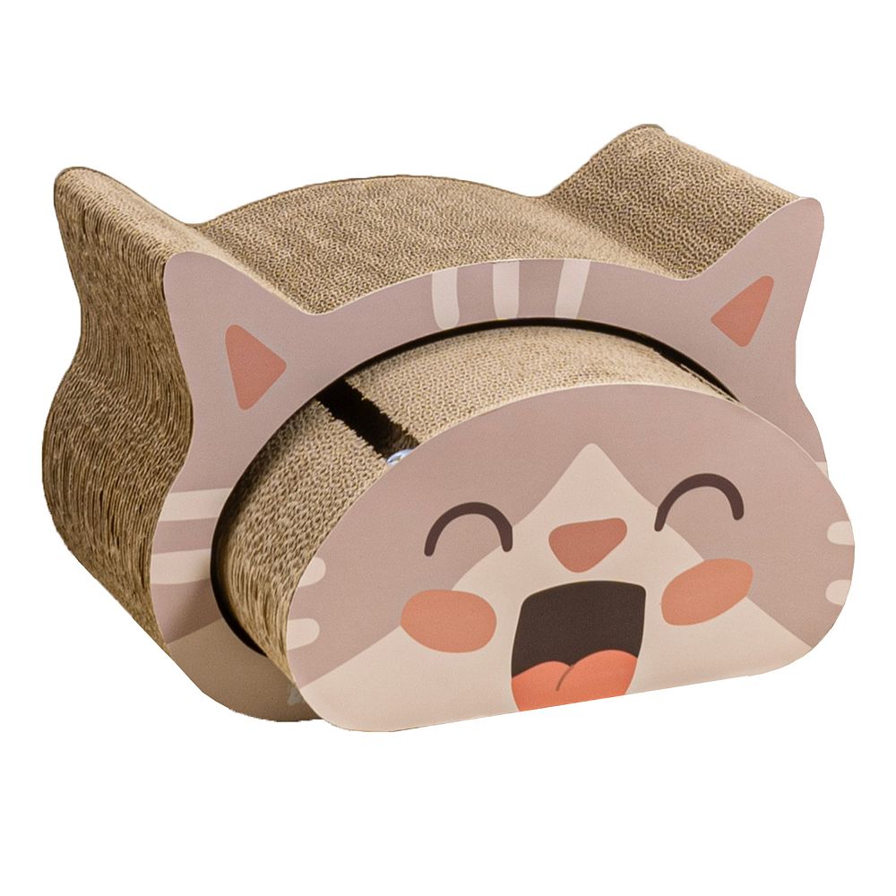 Opal 19" Modern Cardboard Happy Cat Head 2-in-1 Cat Cave Scratcher ...