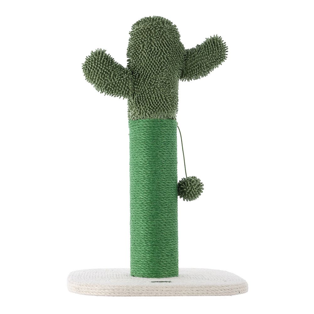Pecos 21" Modern Jute Cactus Cat Scratching Post With Fuzzy Toy