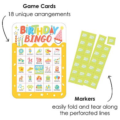 Big Dot Of Happiness Party Time - Picture Happy Birthday Party Bingo Game - Set Of 18