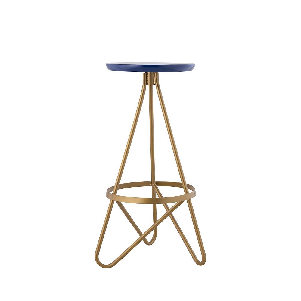 Spiroa 30" Modern Industrial Metal Backless Circular Bar Stool, Navy ...
