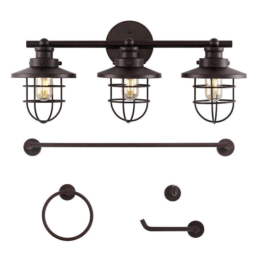 Ellis 24" 3-light Industrial Farmhouse Vanity Light With Bathroom ...