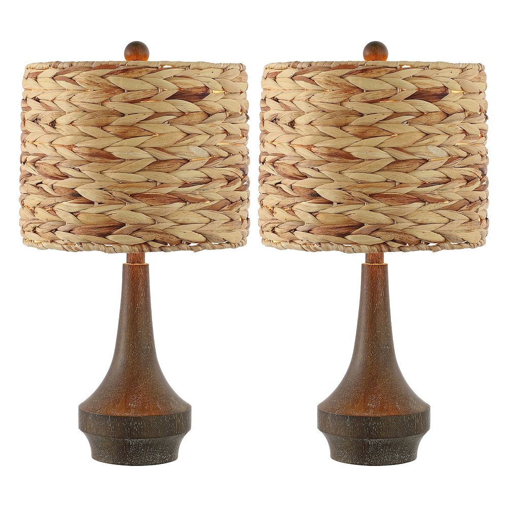 Theodore 21" Rustic Farmhouse Handwoven Rattan/resin Led Table Lamp ...